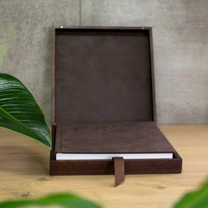 Brown Wooden Clamshell Box, Photo Album Box, Luxury Keepsake Box ...