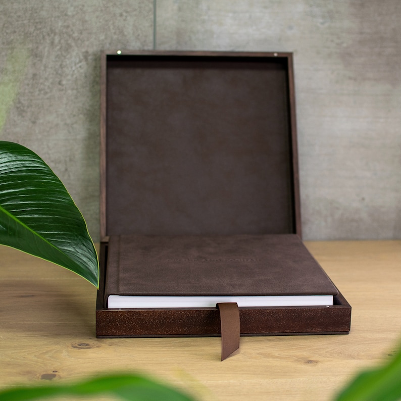 Brown Wooden Clamshell Box, Photo Album Box, Luxury Keepsake Box, Custom Size Scrapbook Box - Etsy
