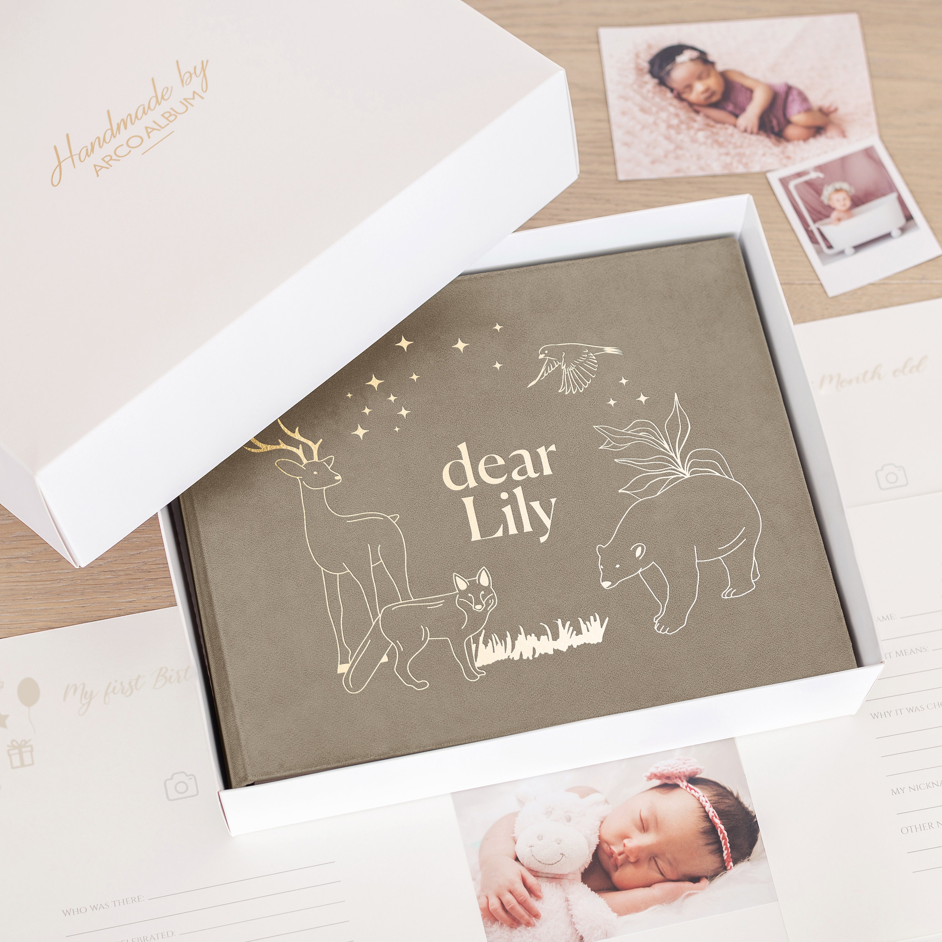 First Year Baby Memory Book, Personalized Baby Album, Modern Baby ...