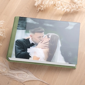 Leather Wedding Photo Album With Glass Cover | Luxury Lay Flat Photo ...