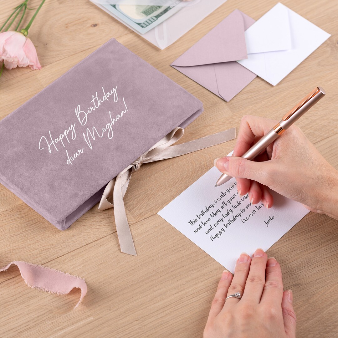 Birthday Money Envelope, Personalized Money Envelope, Velvet Cash Gift ...