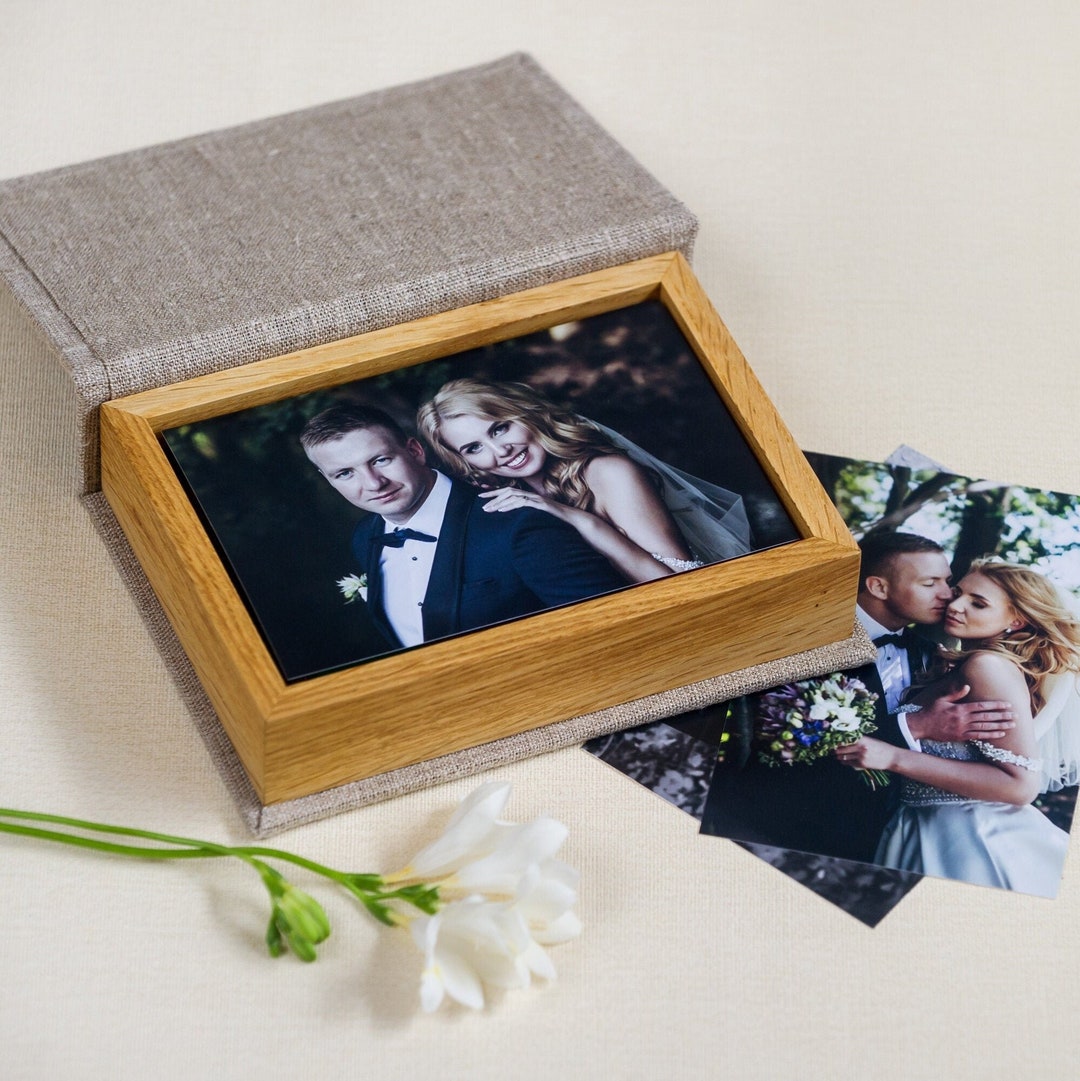 Wooden Photo Box, Solid Oak Wedding Photo Box, Wedding Memory Box ...