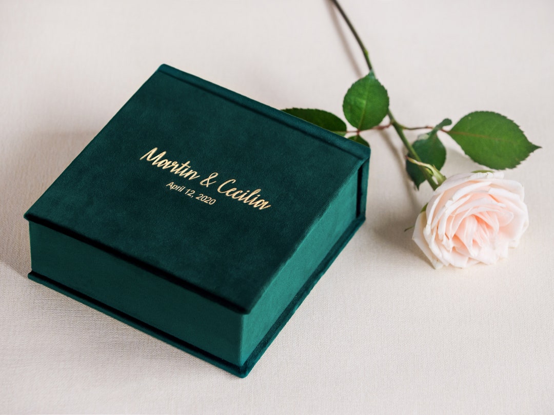Wedding Ring Box | Personalized Ring Box | Velvet Ring Bearer Box With ...