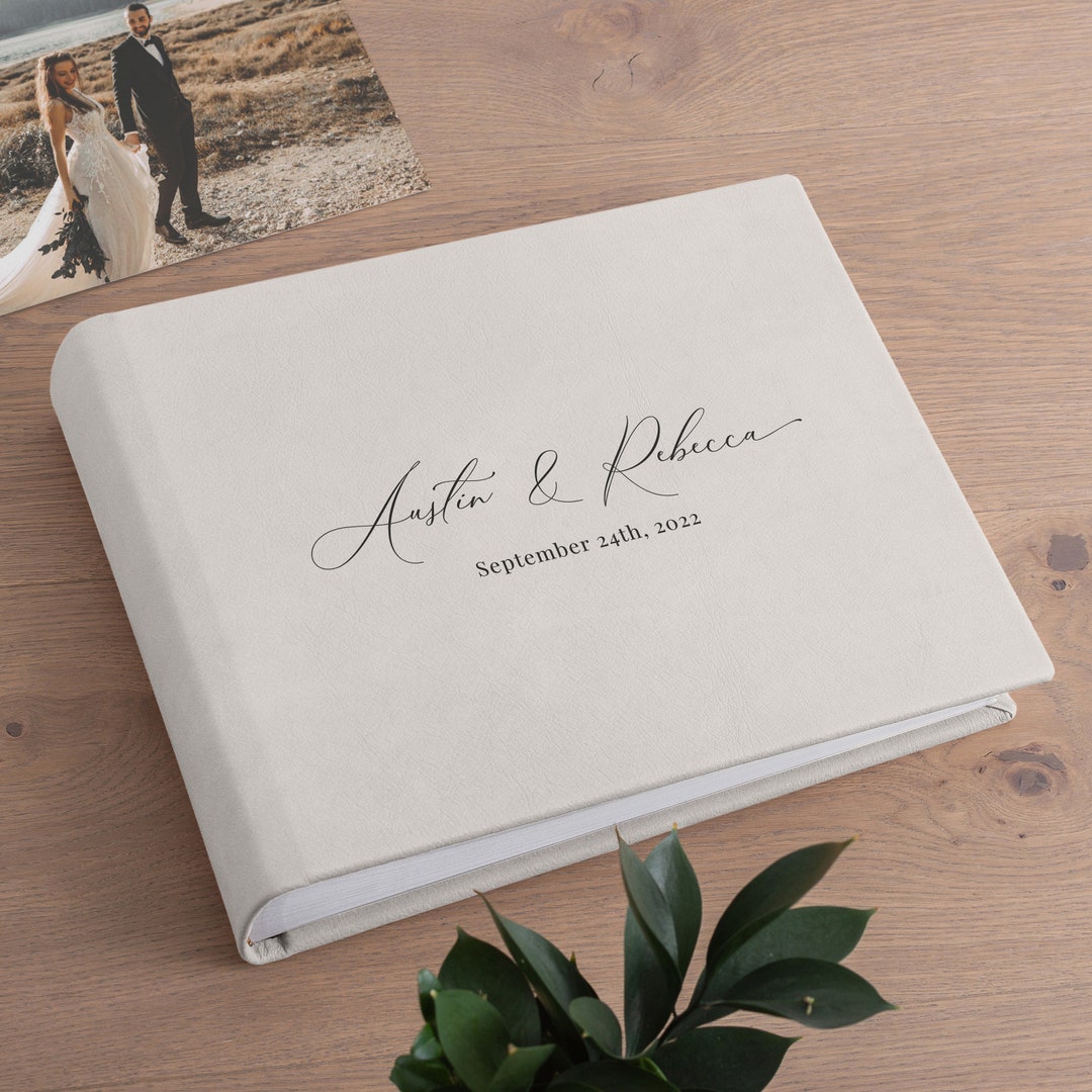 Wedding Photo Album - Modern Wedding Anniversary Gift, Personalized ...
