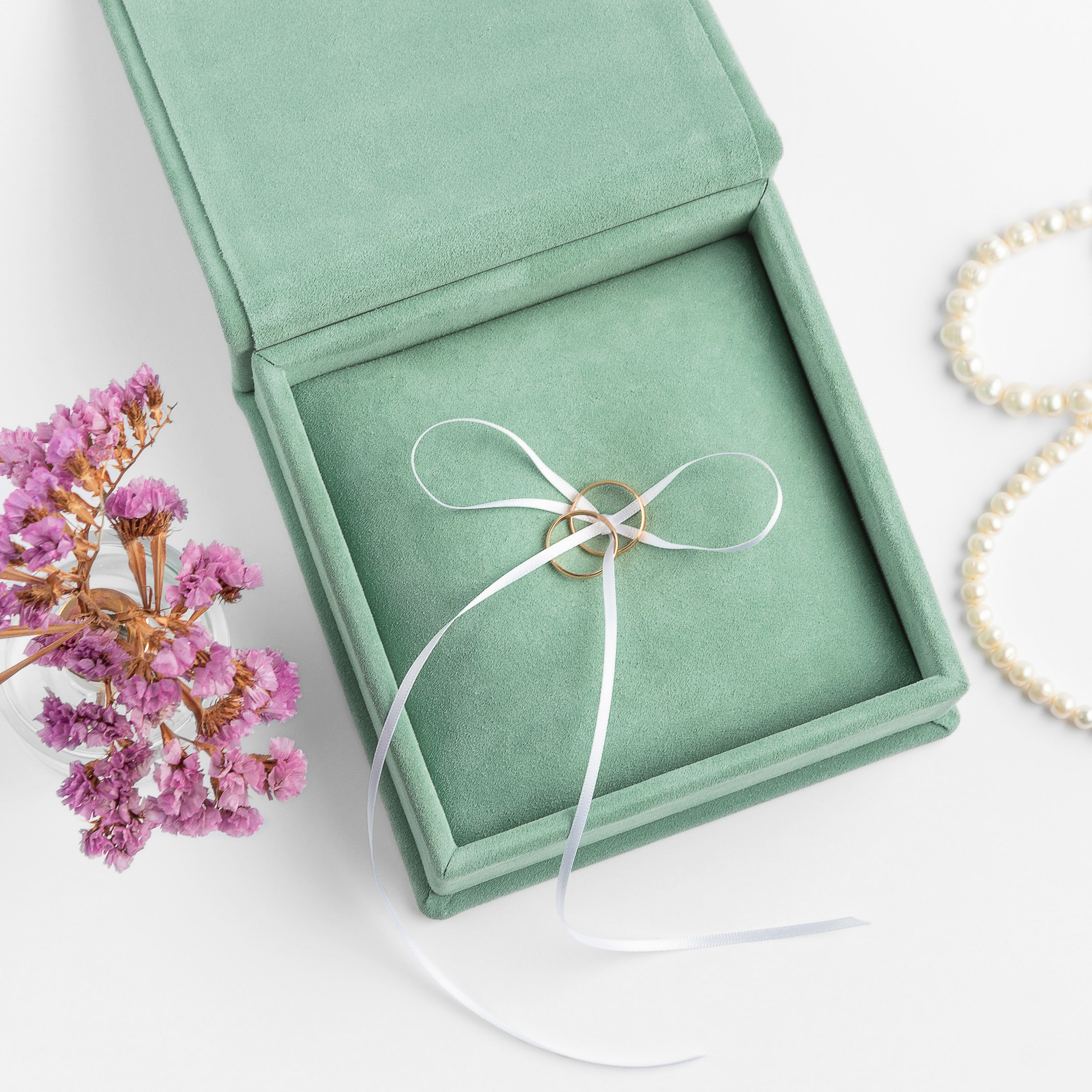 Green Wedding Ring Box Suede Ring Box Ring Bearer Box With | Etsy