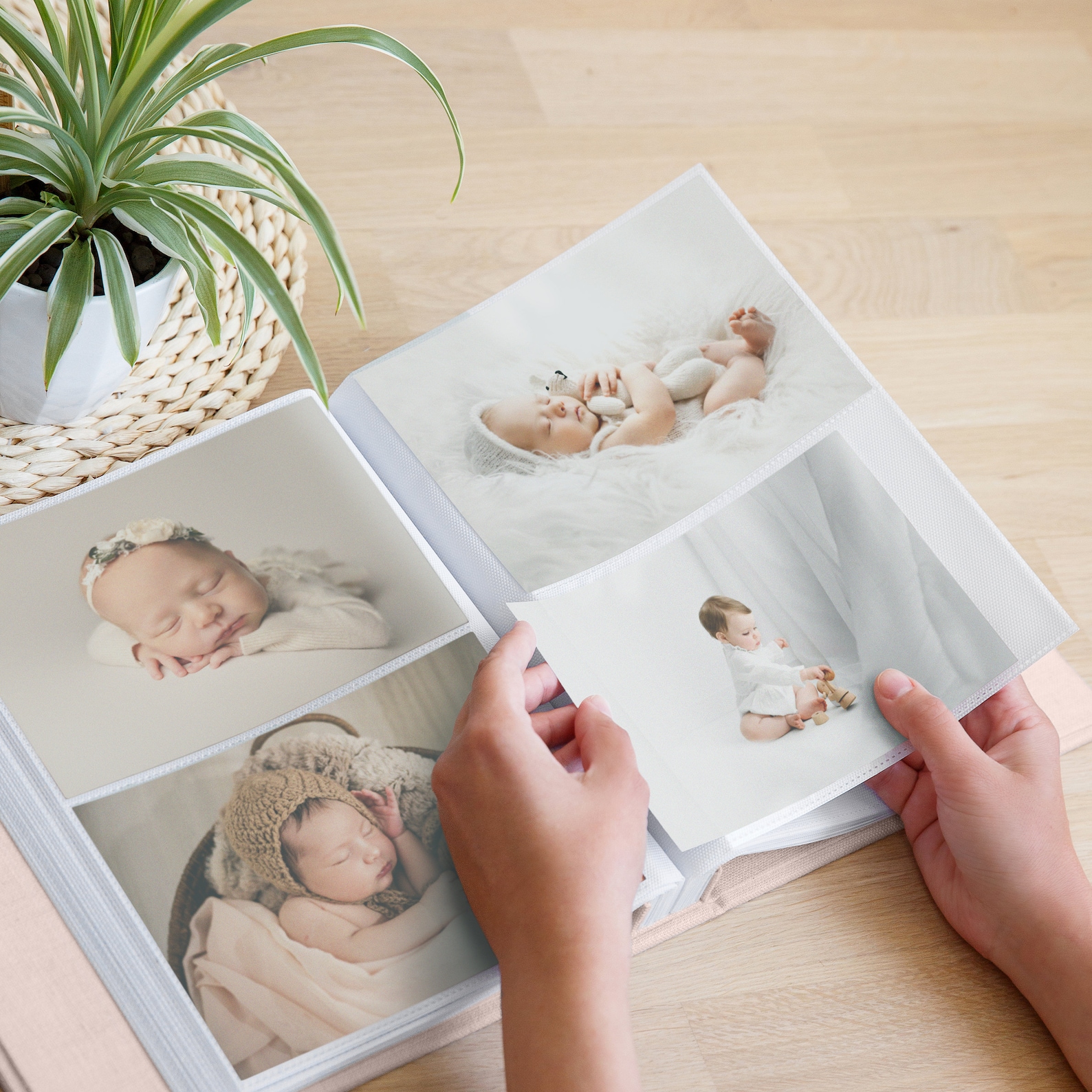 Baby Photo Album With Sleeves for 40-400 4x6 Photos | Linen Baby Girl ...