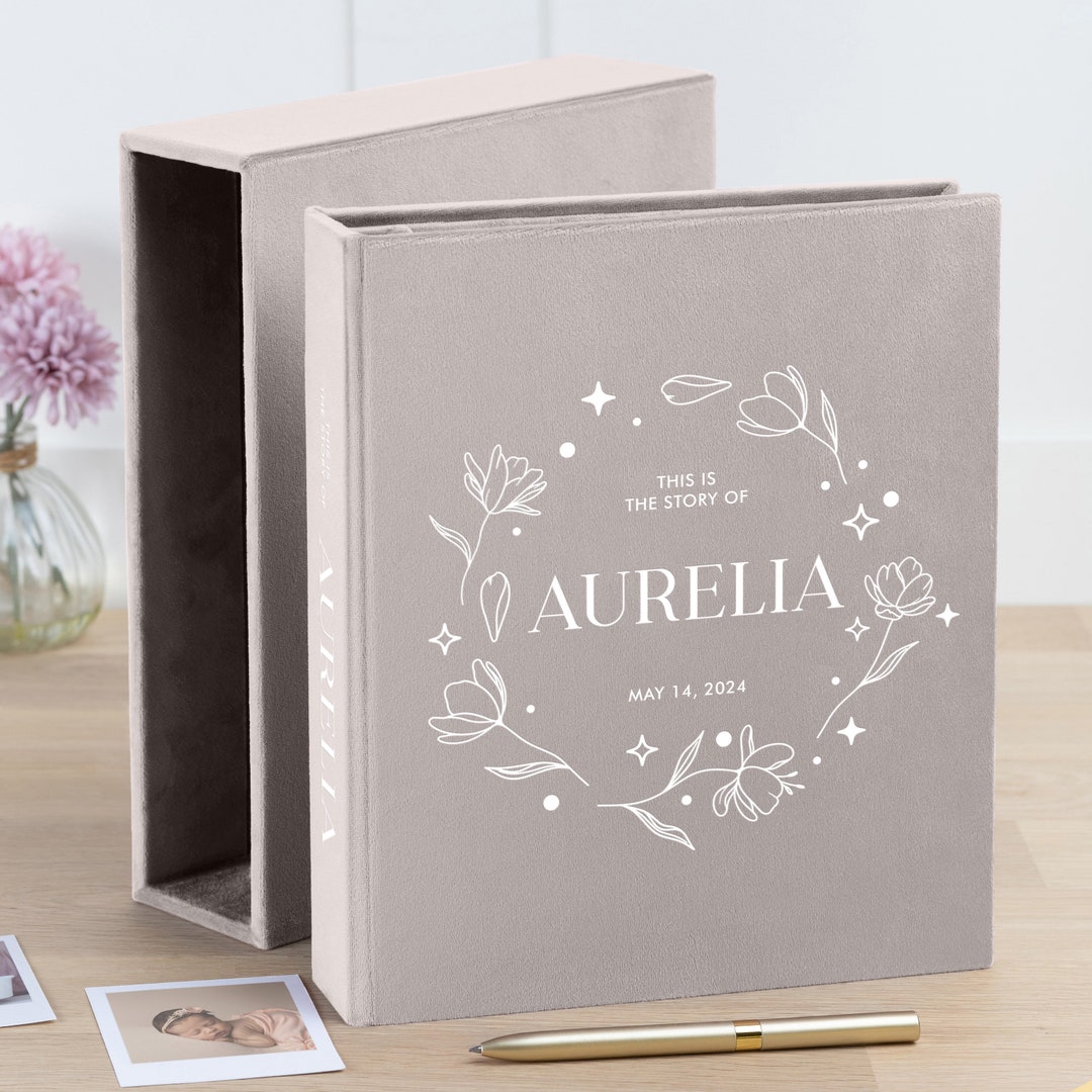 Personalized Baby Memory Book First 5 Years Photo Album Modern Baby ...