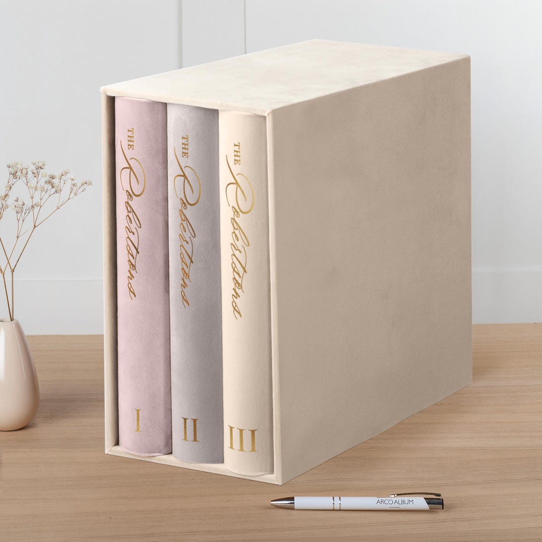 Set of 3 Velvet Photo Albums With Slipcase | Custom Wedding, Family or ...