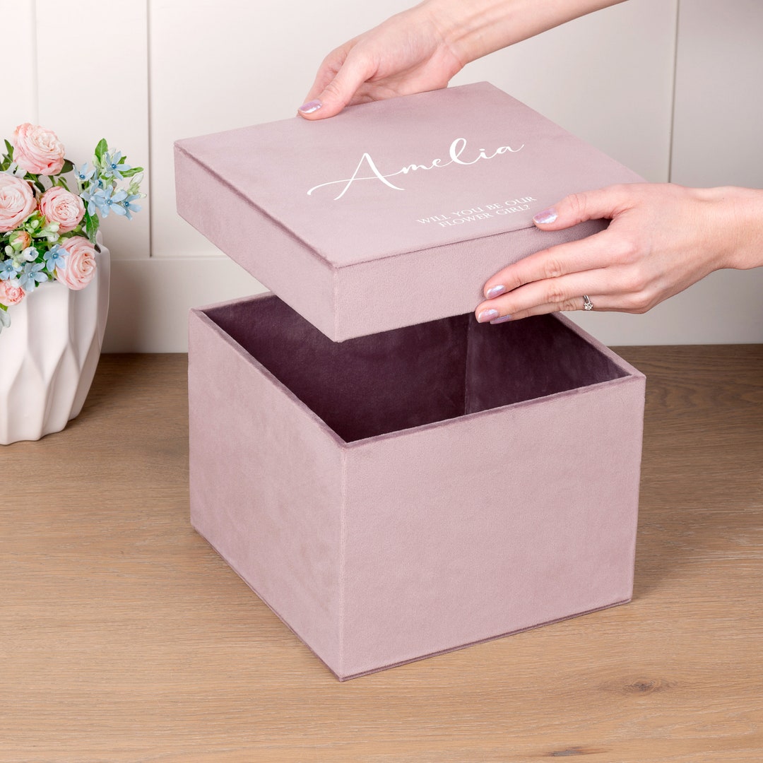 Custom Flower Girl Box | Velvet Flower Girl Proposal Box | Gift Idea ...