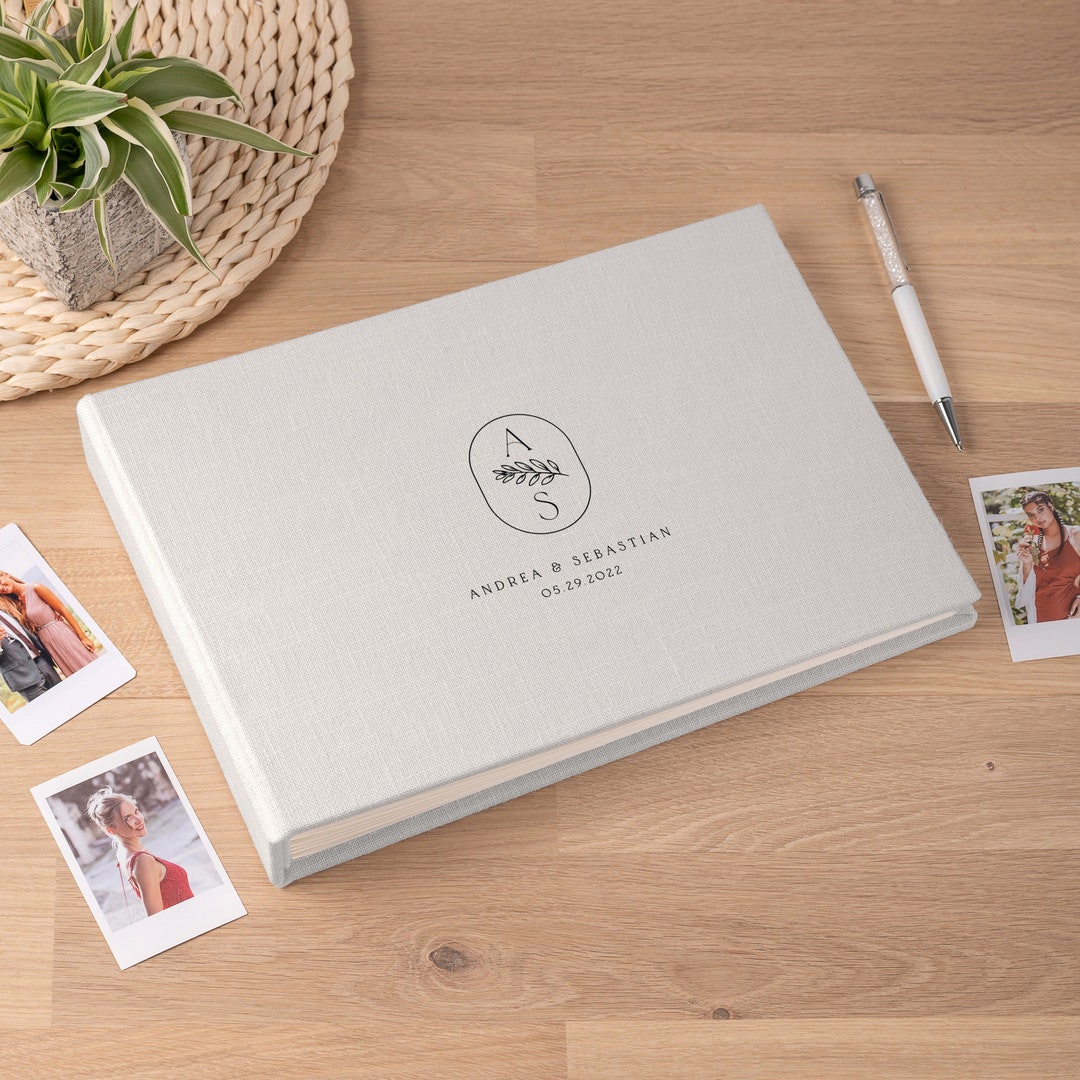 Linen Wedding Guest Book | Personalized Photo Album for All Instax ...