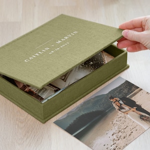 Wedding Keepsake Box, Personalized Linen Memory Box, Wedding Photo ...
