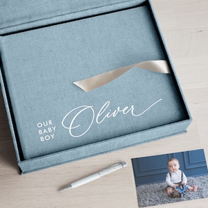 Personalized Baby Memory Book, Baby Boy Photo Album, Baby Girl First ...