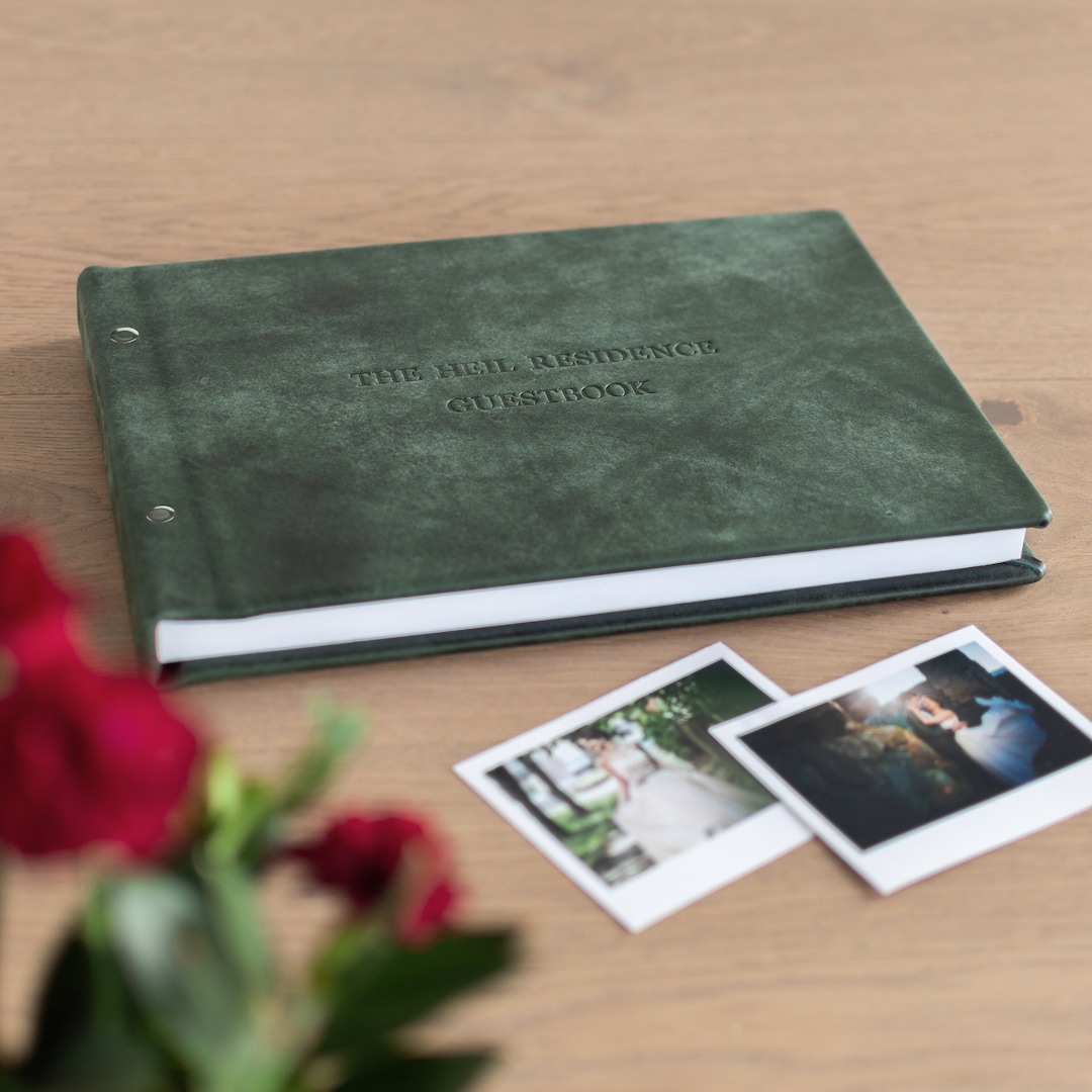 Leather Guest Book With Lined Pages | Personalized Sign in Wedding ...