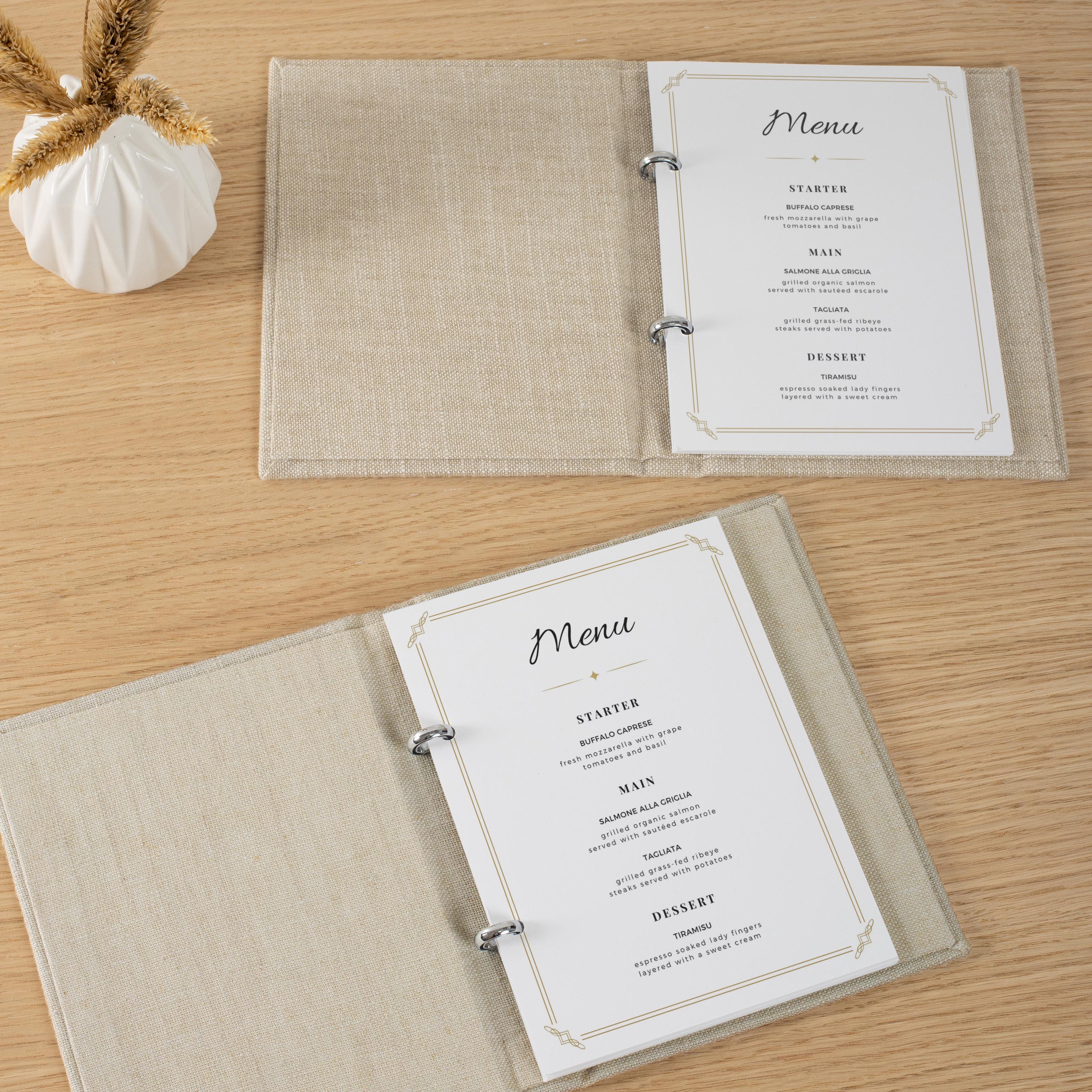 Personalized Menu Book Covers | Custom Hard Cover Menu Holders for ...