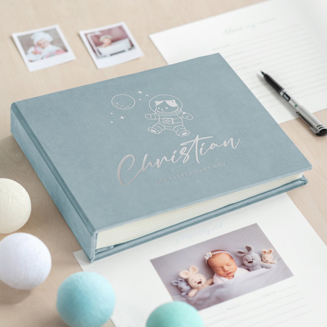 First Year Baby Memory Book, Personalized Baby Album, Modern Baby ...