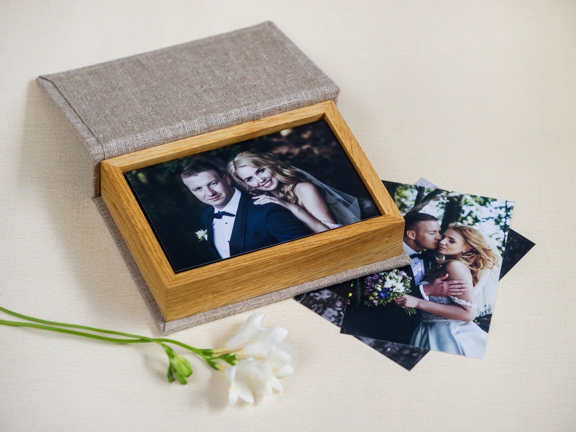 Wooden Photo Box Solid Oak Wedding Photo Box Wedding Memory - Etsy