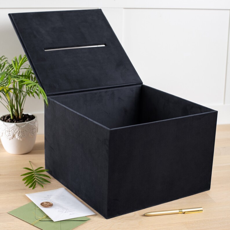 Personalized Velvet Wedding Card Box | Modern Gift Card Holder With ...