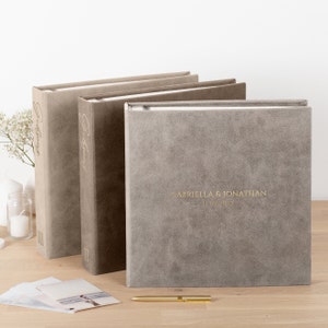 3 Wedding Self-adhesive Albums Slipcase, Personalized Eco Leather ...
