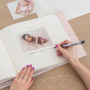 First Year Baby Girl Memory Book, Personalized Linen Baby Boy Photo ...