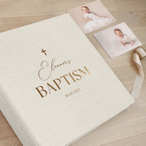 Personalized Baby Baptism Memory Album | Linen Photo Scrapbook With ...