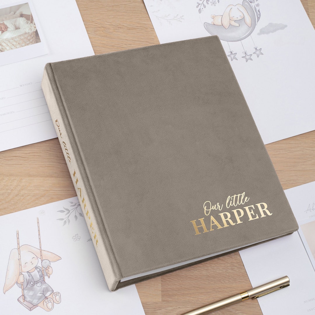 Personalized Baby Memory Book First 5 Years Photo Album Modern Baby ...