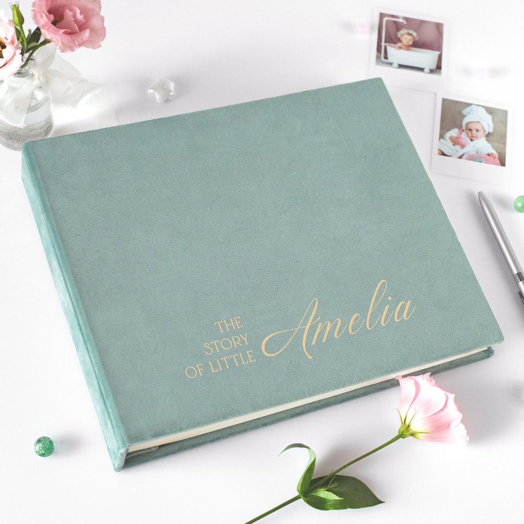 First Year Baby Memory Book, Personalized Baby Album, Modern Baby ...