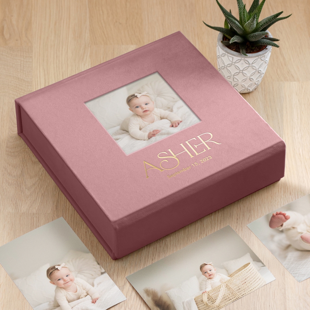 Personalized Baby Keepsake Box | Large Memory Box With Photo Window and ...