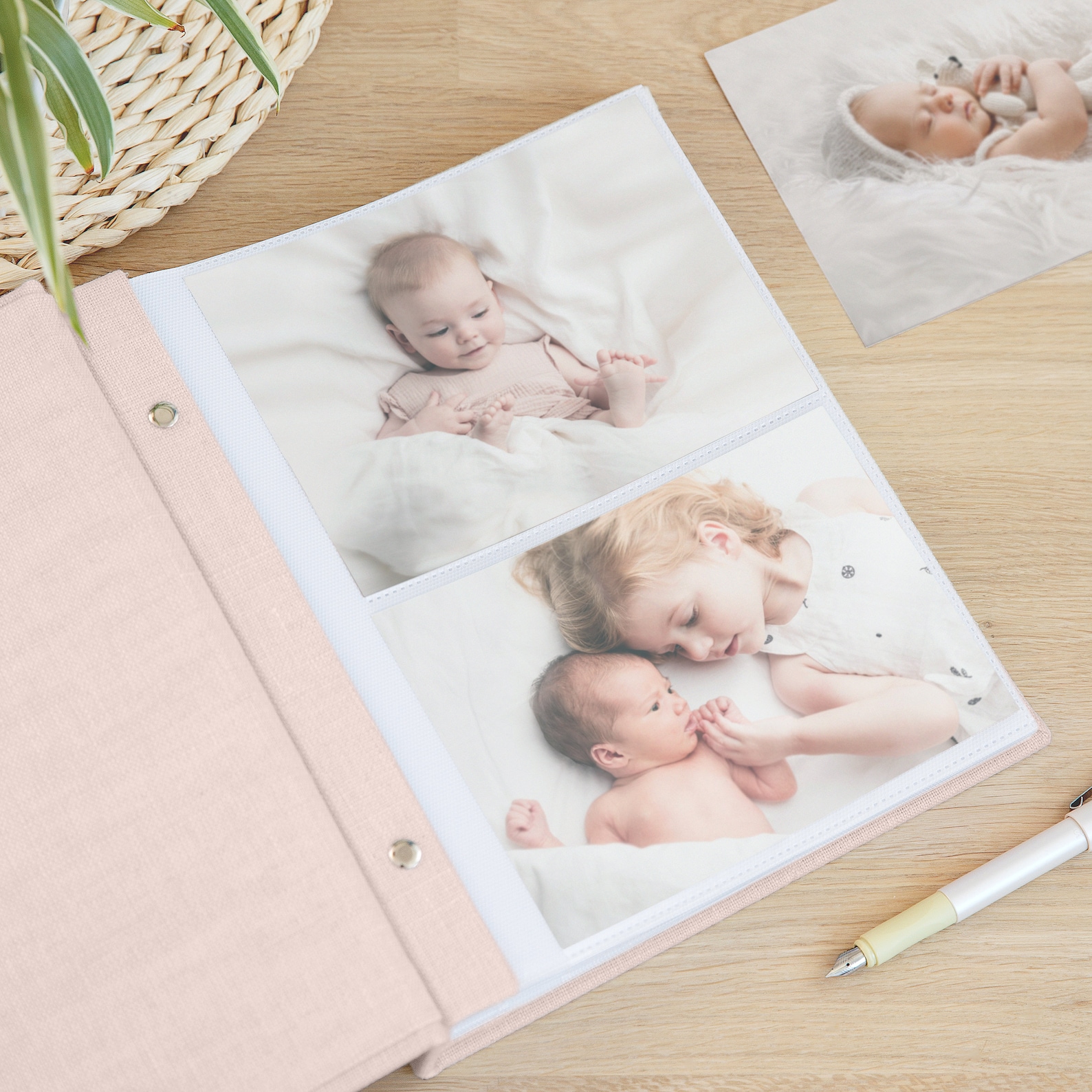 Baby Photo Album With Sleeves for 40-400 4x6 Photos | Linen Baby Girl ...