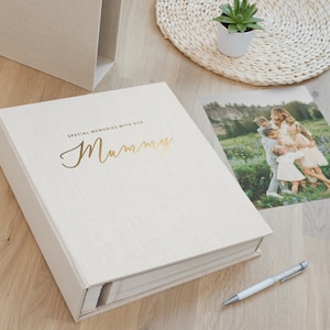 Personalized Photo Album for Mom Large Family Memories Scrapbook Linen ...