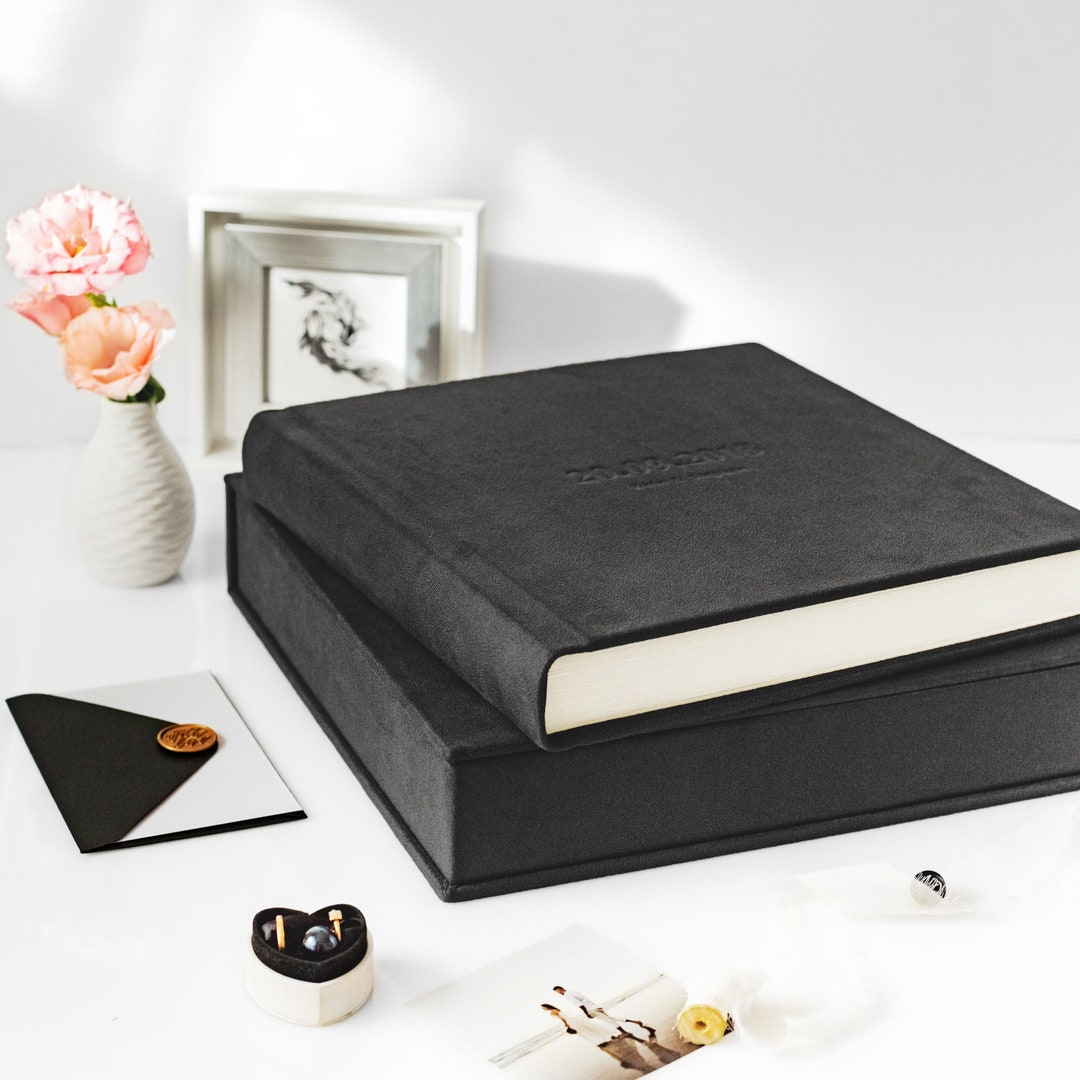 Personalized Lay Flat Wedding Album With a Box, Eco Leather Photo Album ...