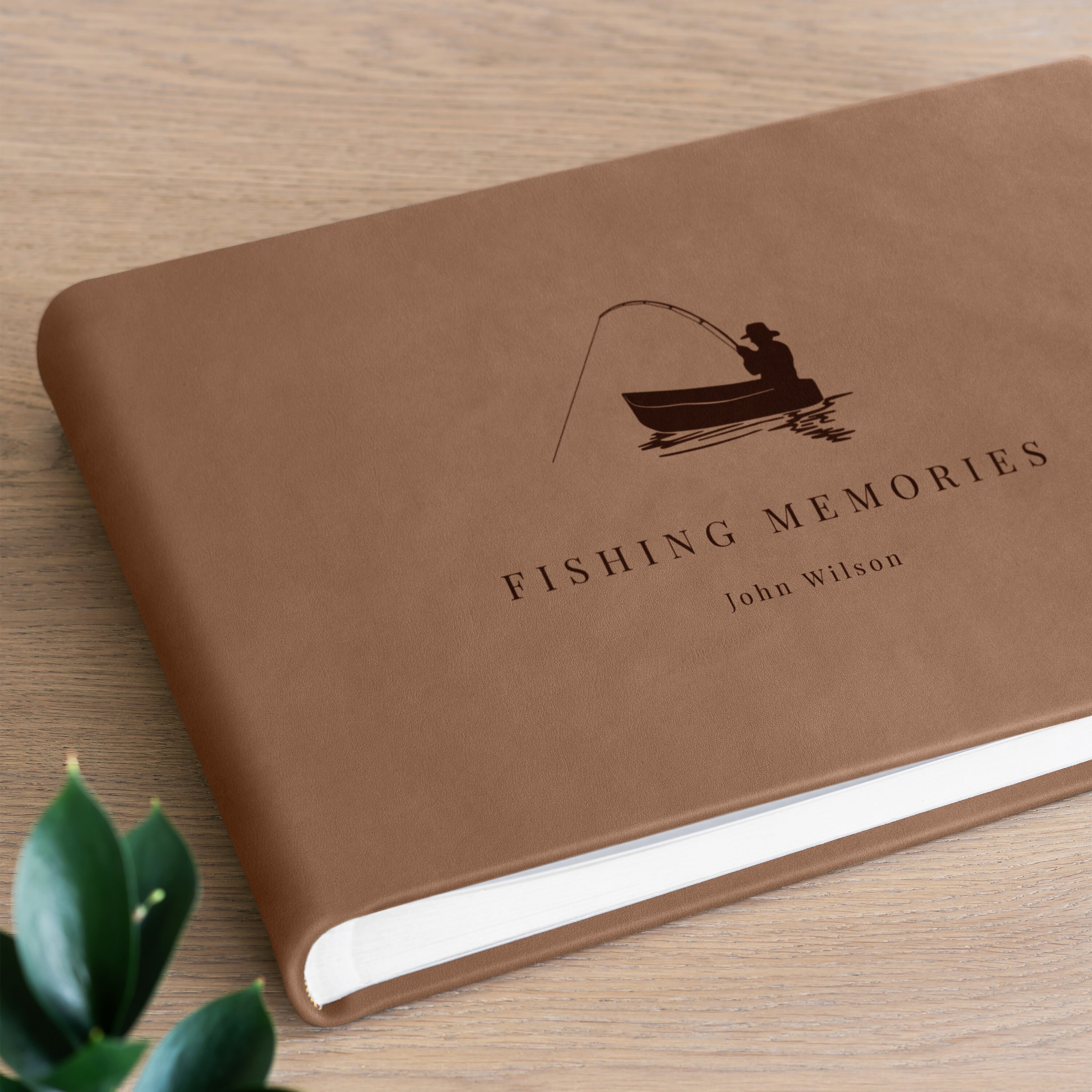 Leather Fisherman Photo Album, Custom Scrapbook for Fisherman ...