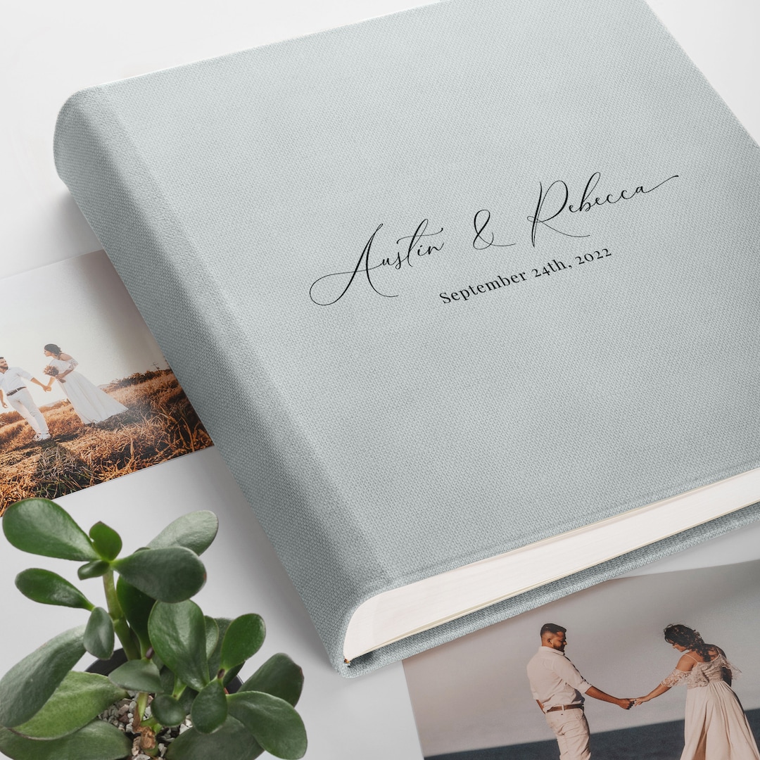 Linen Wedding Scrapbook Album, Wedding Anniversary Photo Album, Modern ...