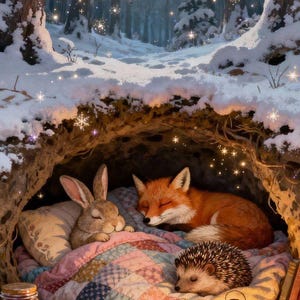 Small Christmas Art Poster for Decoration, Cute Animals in Christmas ...