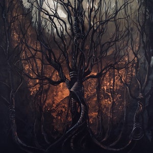 Eternity - Lustrous Art Print - Dark & Magical Autumnal Tree in Deep ...