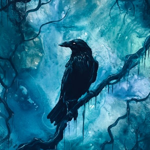 Feather of the Fates - Shadowy Art Print - Proud Dark Shadowy Raven ...
