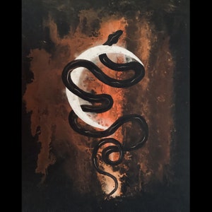The Moon is Mine - Shadowy Snake Art Print - Dark Serpent in Umber ...