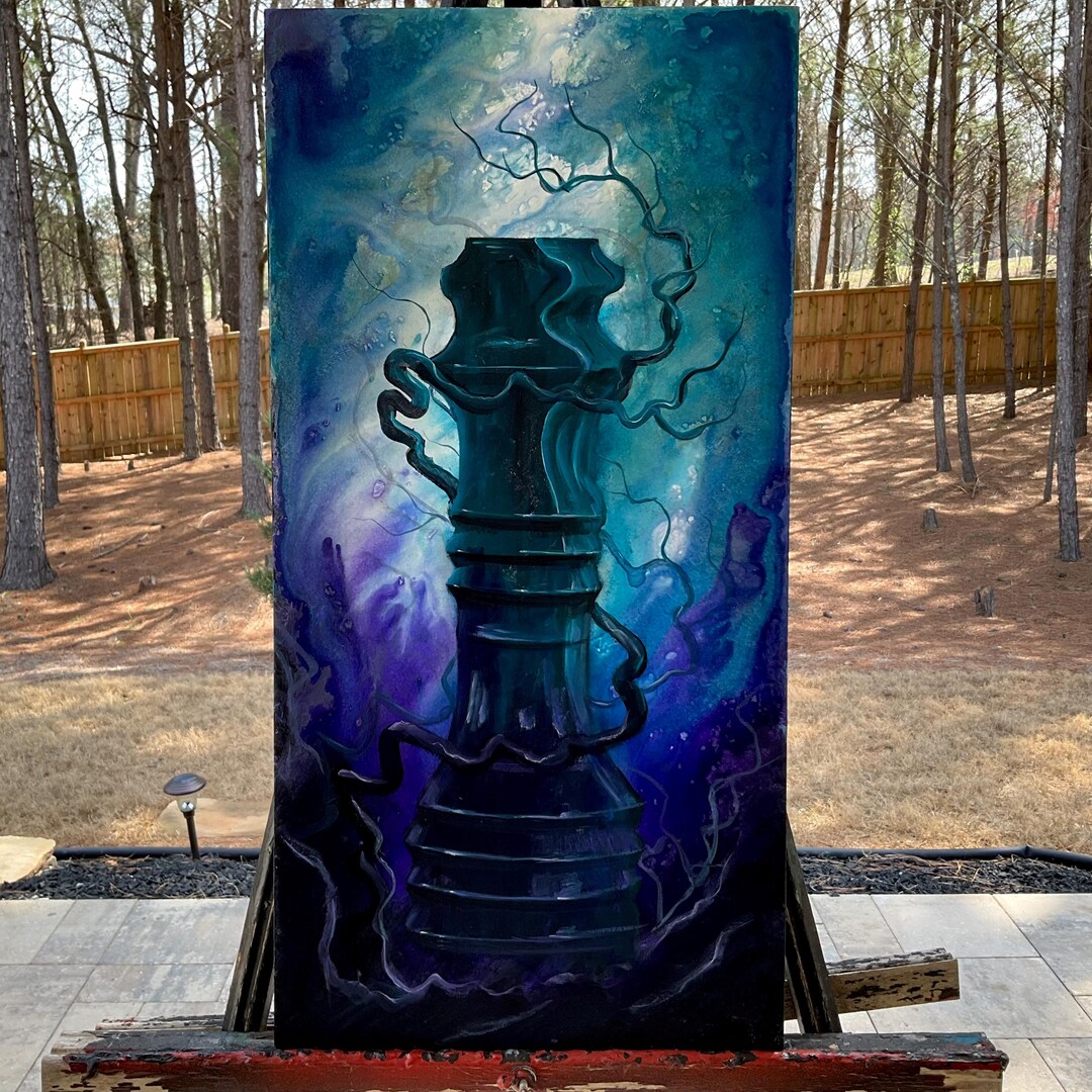 Checkmate - Original Painting - King Chess Piece With Swirly Surreal ...