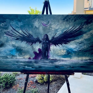 Heavens Die - Dark Art Wall Print - Weeping Angel With Ragged Wings in ...