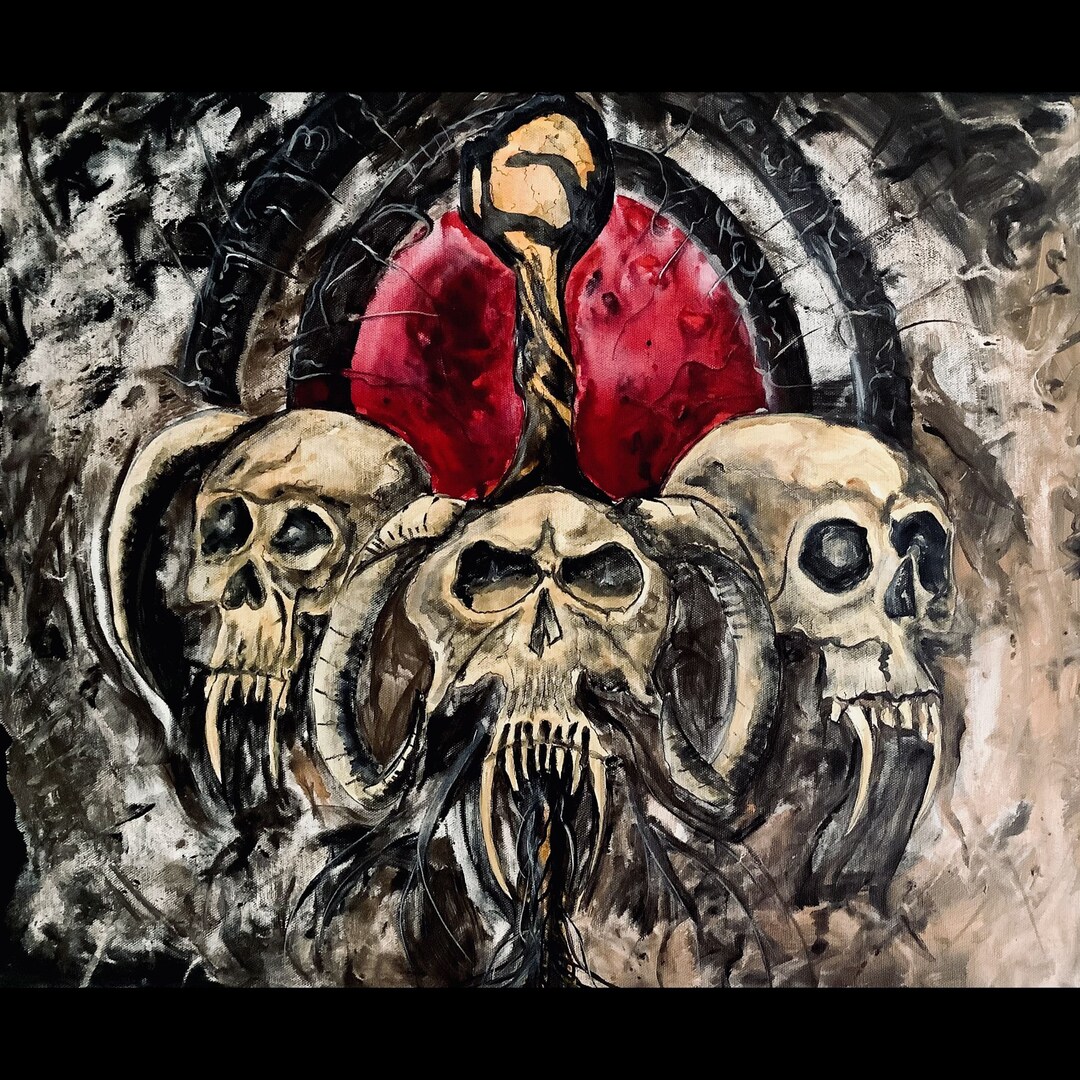 Three Kings Original Canvas Painting Triple Demonic Skulls Beneath ...