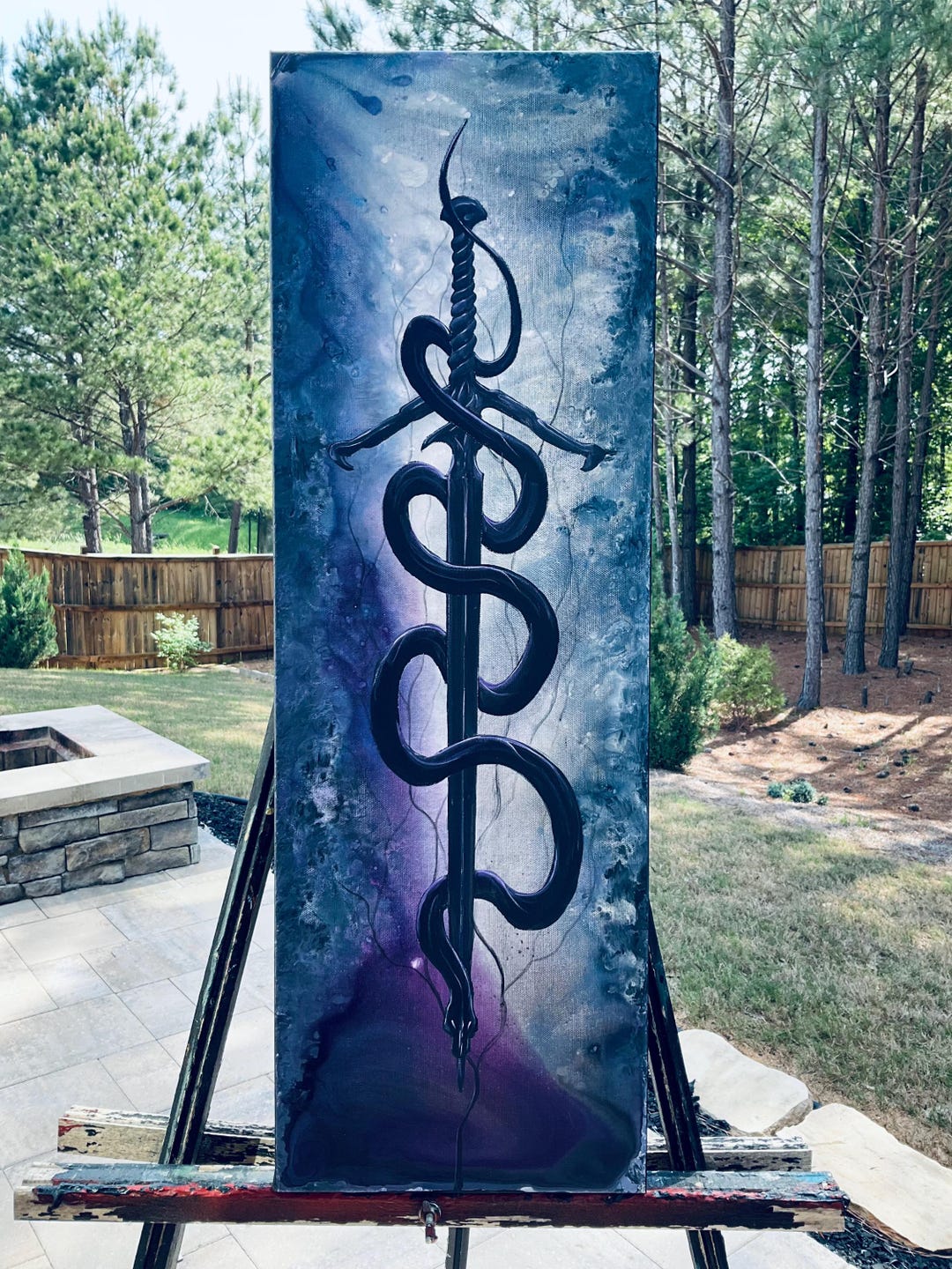 Serpentia - Original Canvas Painting - Shadowy Black Venomous Snake ...
