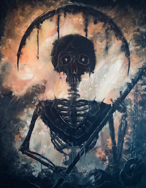 Painting Skeleton original painting Art & Collectibles Acrylic etna.com.pe