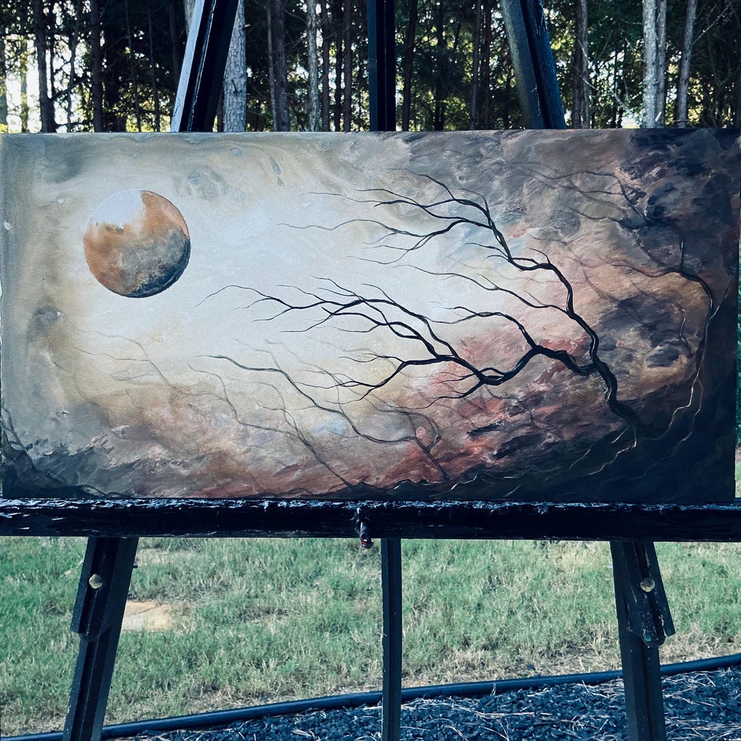 In Search of Forever - Original Painting - Stark Leafless Tree Reaching ...