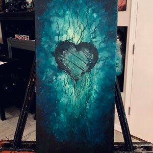 The Heart Reforged - Dark Art Print - Deep Green Broken Heart Mended in ...