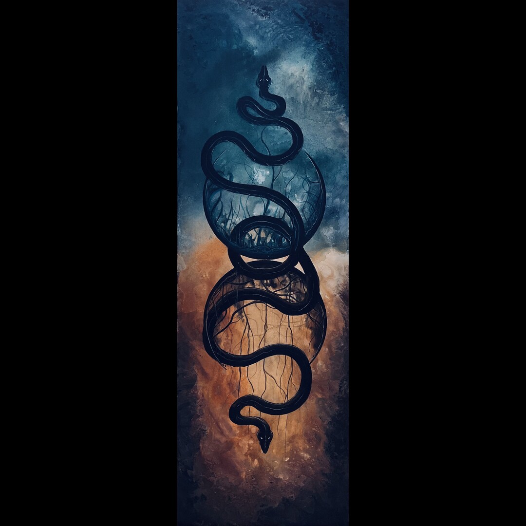 Soul Eternity - Snake Wall Art Print - Two-headed Serpent Coiled Around ...