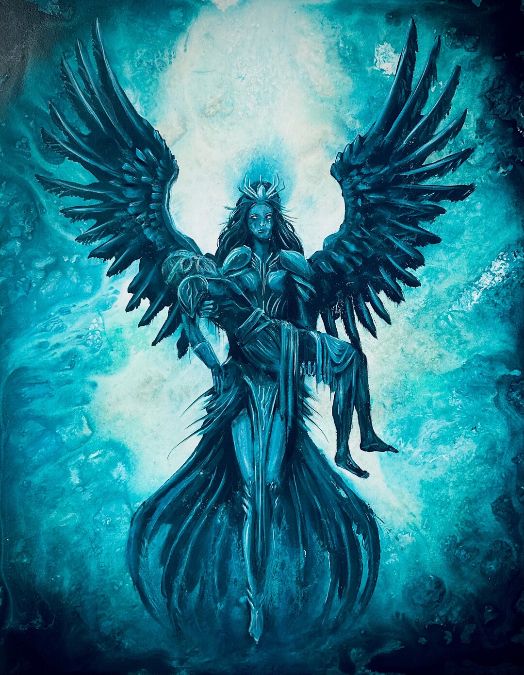 Spirit of the Skald - Lustrous Art Print - Dark Armored Valkyrie ...