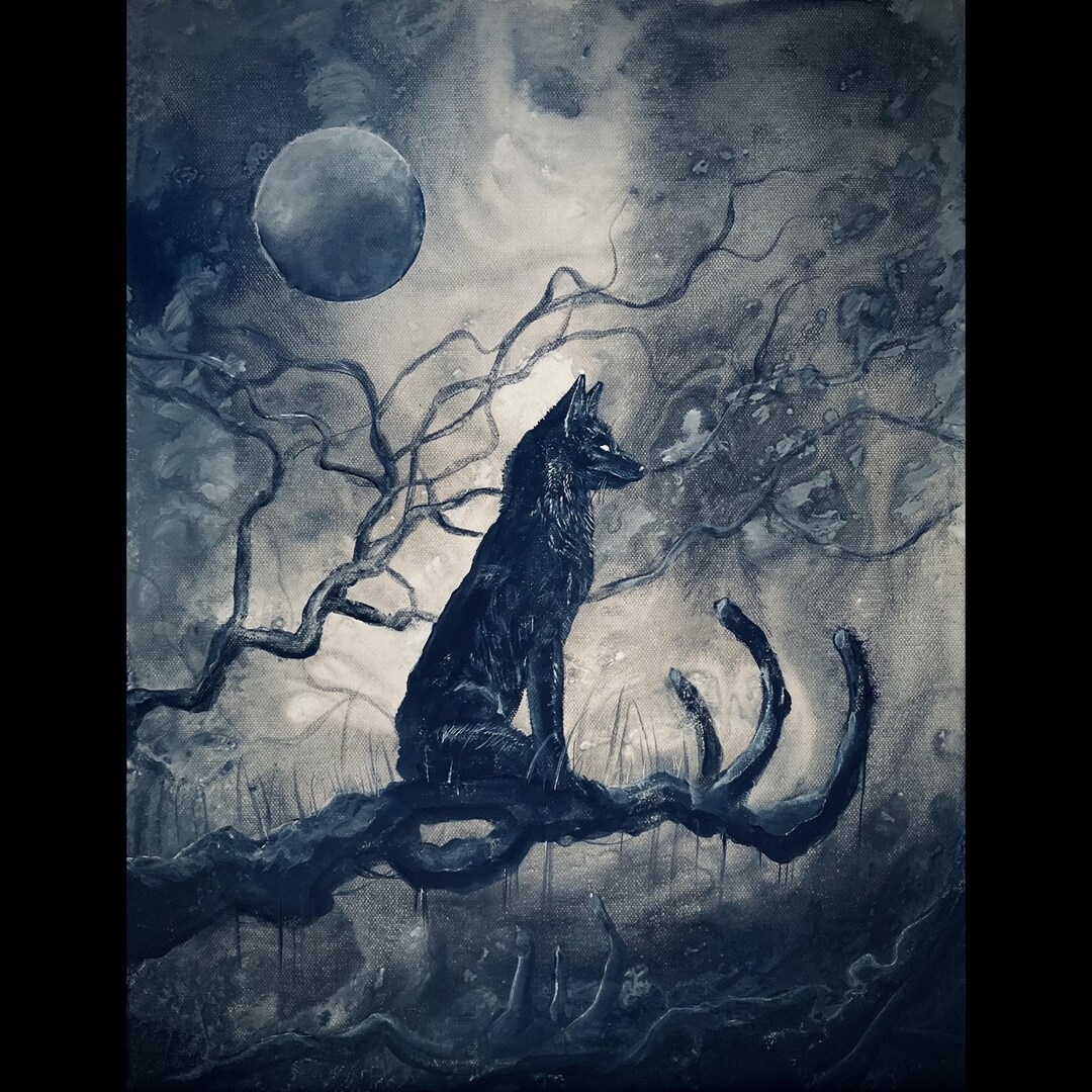 Vagabond - Dark Art Print - Wandering Young Wolf Resting in Grip of ...