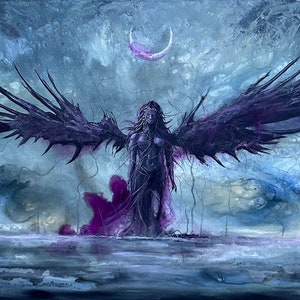 Heavens Die - Dark Art Wall Print - Weeping Fallen Angel With Ragged ...