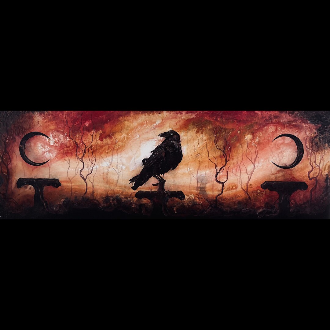 Moment of Shadow Lustrous Art Print Haunted Crow Perched - Etsy