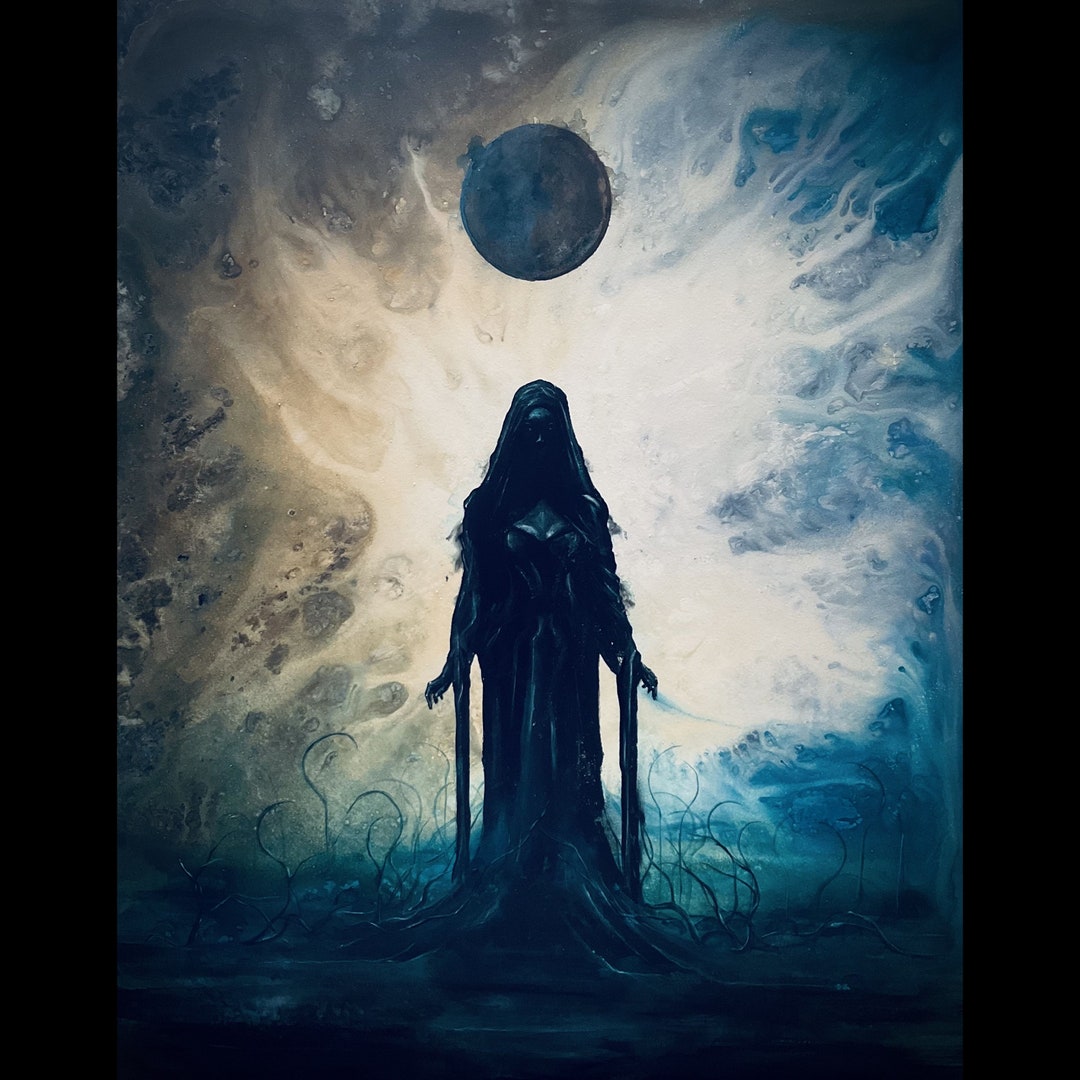 Shadow Element Dark Art Wall Print Shadowy Water Witch With Cloak ...