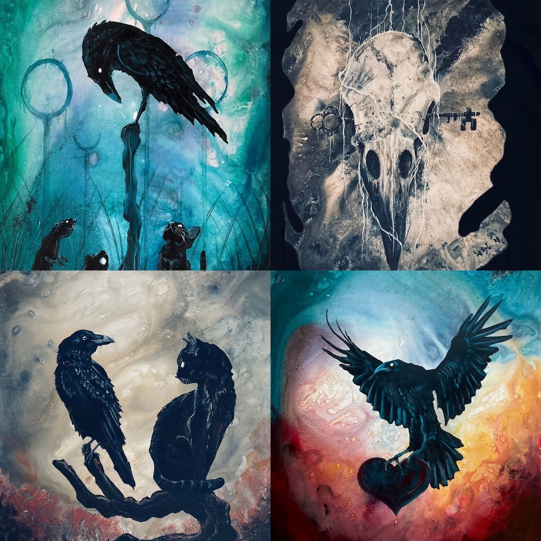 Soul of the Raven Four Shadowy Art Prints Haunting, Surreal Ravens in ...